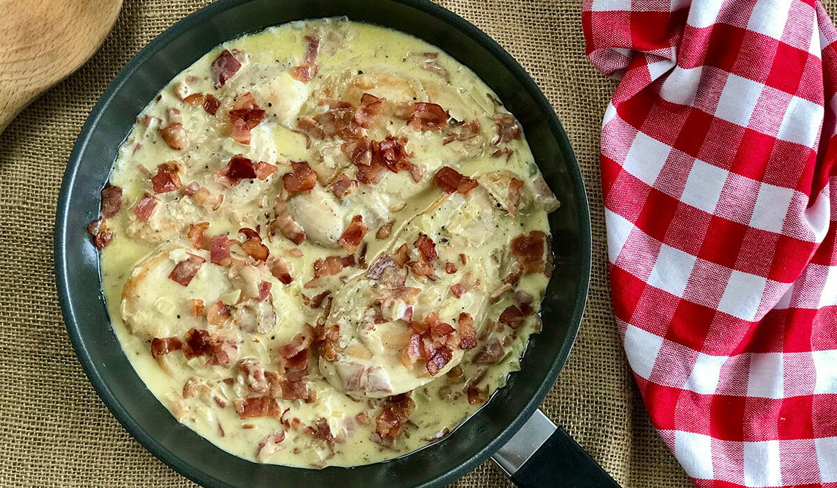 Pollo en Salsa de Bacon y Nata. Vídeos paso a paso para su elaboración.